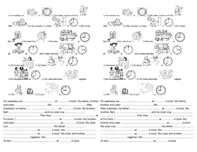 A Day With My Family - Present Simple Gap Fill | PDF