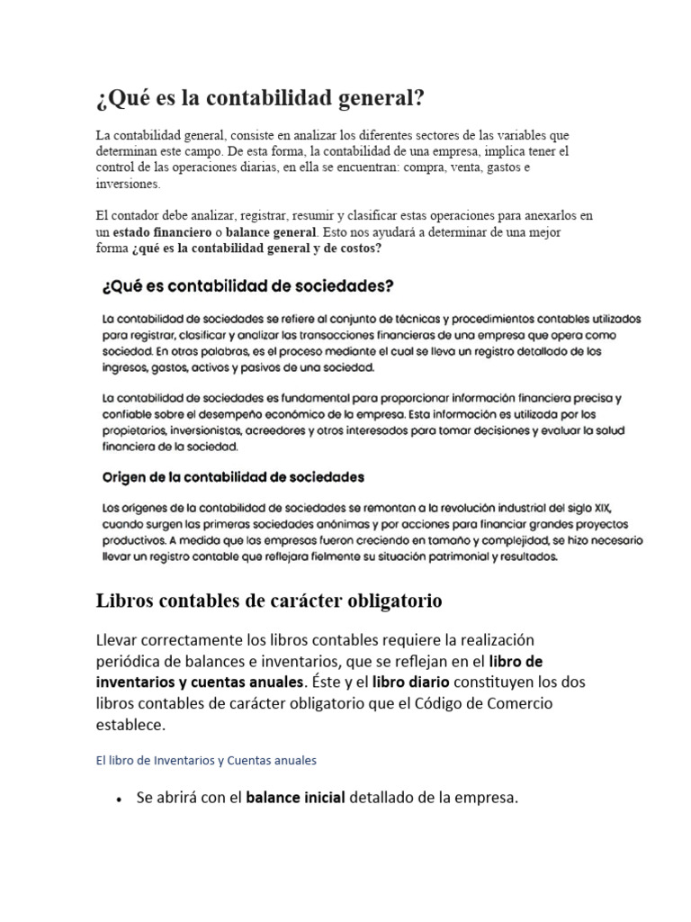 Qué Es La Contabilidad General | PDF | Contabilidad | Estado financiero