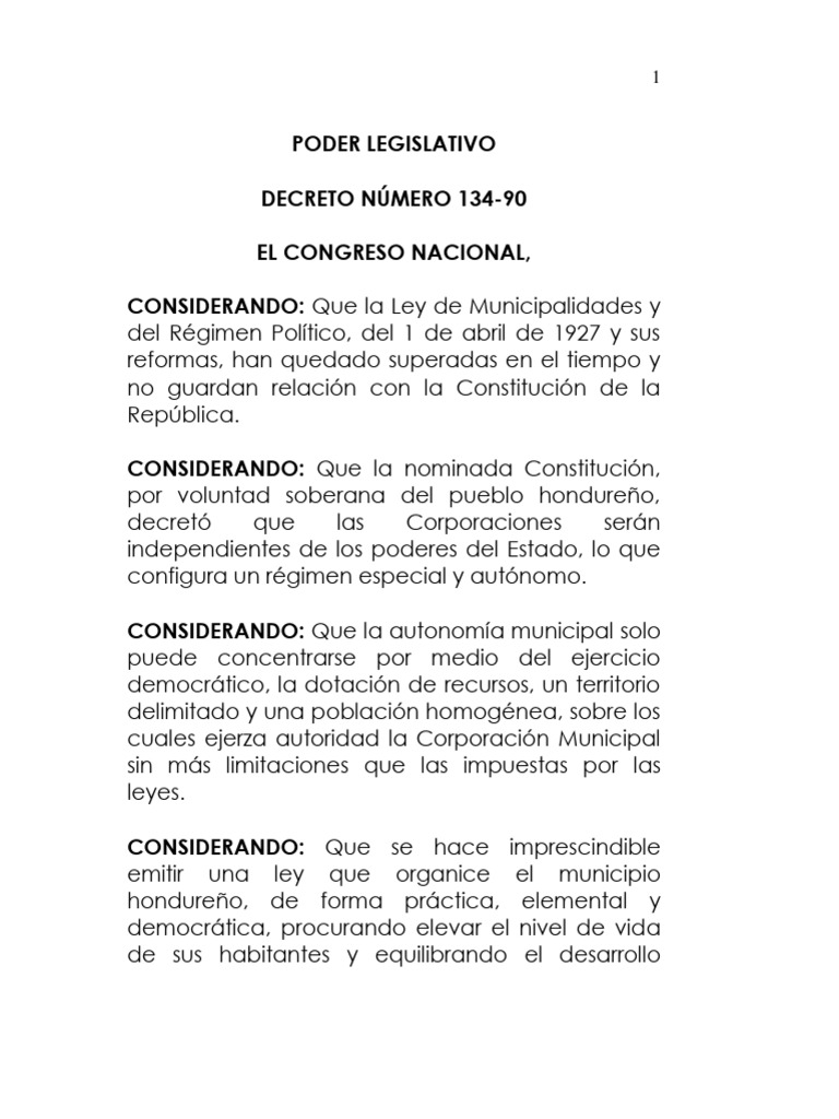 Ley de Municipalidades en Honduras | PDF | Gobierno local | Alcalde