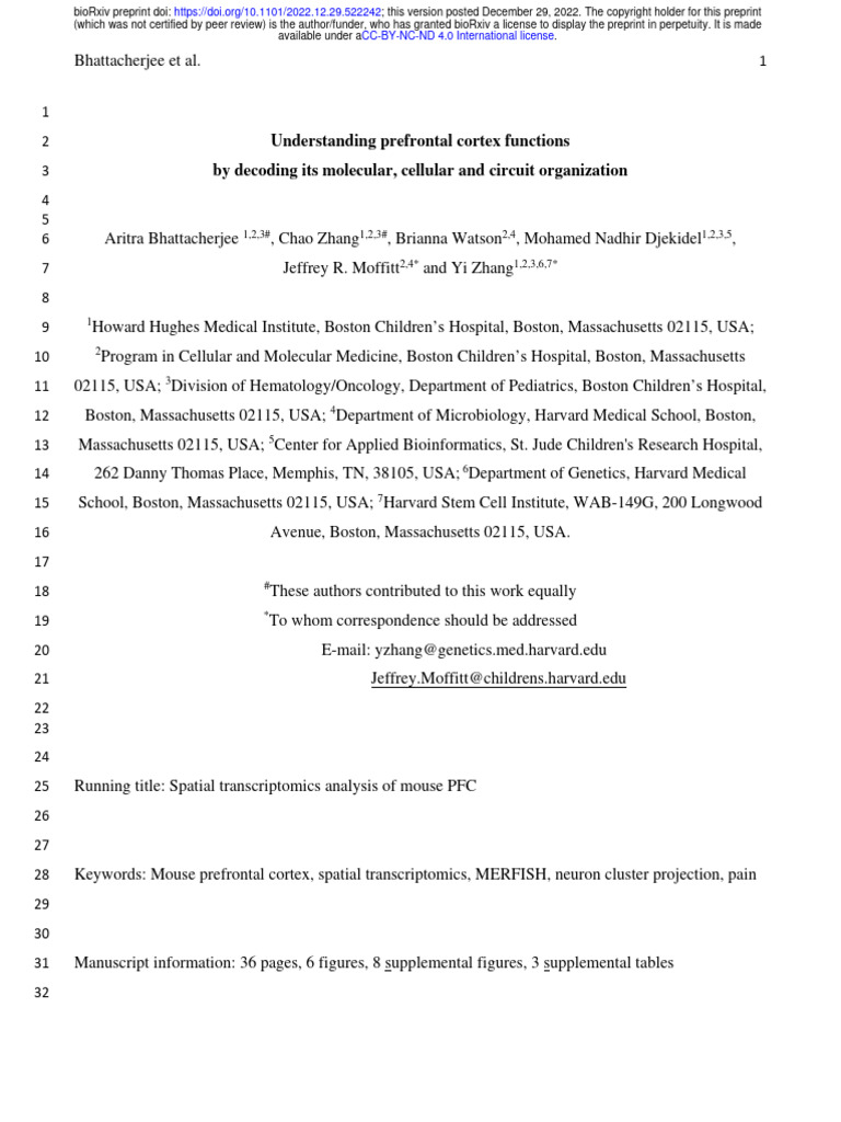 Understanding Prefrontal Cortex Functions By Decoding Its Molecular Cellular And Circuit