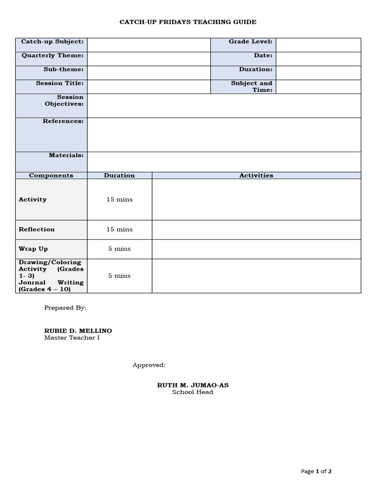 Catch-Up Fridays Teaching Guide | PDF