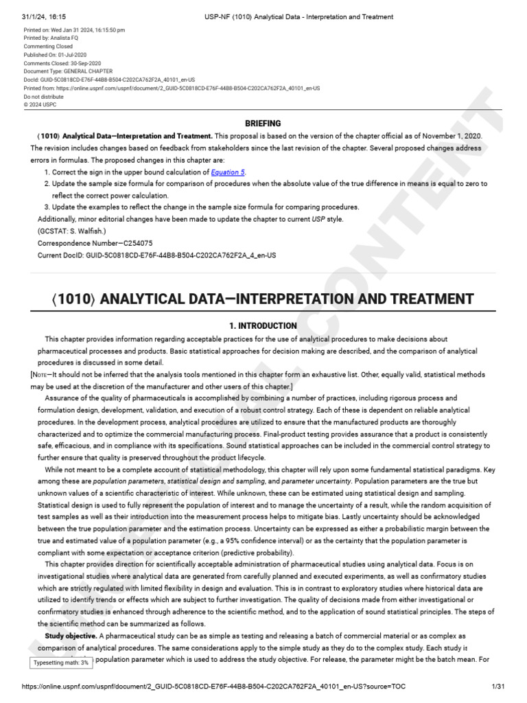 Analytical Data - Interpretation and Treatment | PDF | Statistics ...