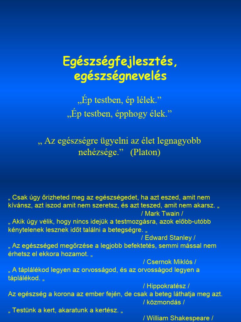 Egészséges Életmódra Nevelés 1. | PDF