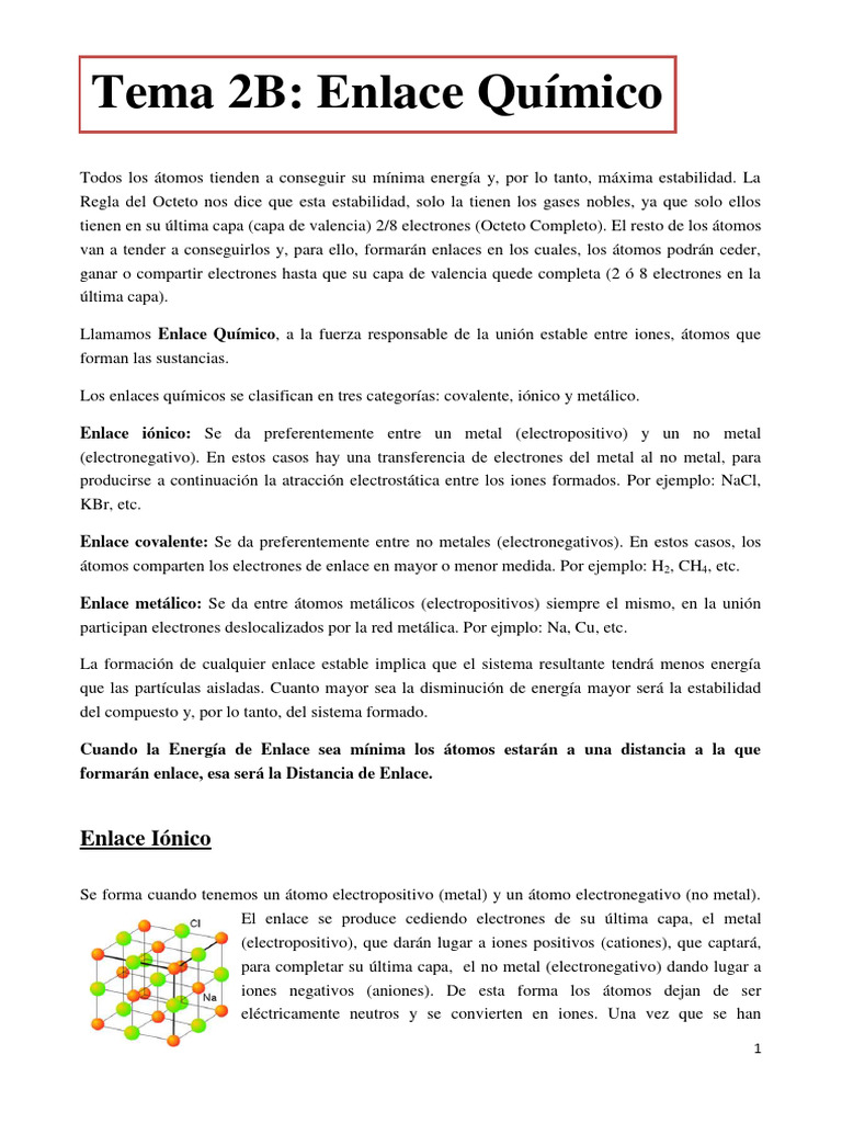 Tema 2 B Enlace Químico | PDF