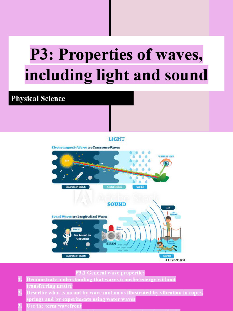 PHYSCIENCE P3 - Properties of Waves, Including Light and Sound | PDF ...