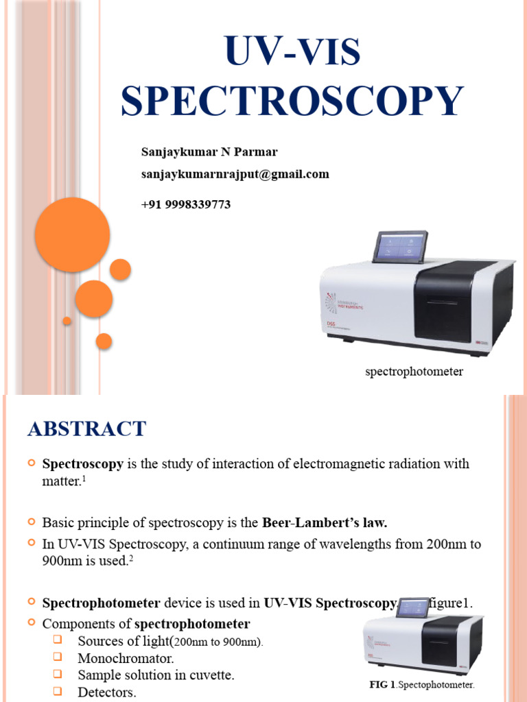 UV Vis Spectros | PDF | Ultraviolet–Visible Spectroscopy | Spectrophotometry