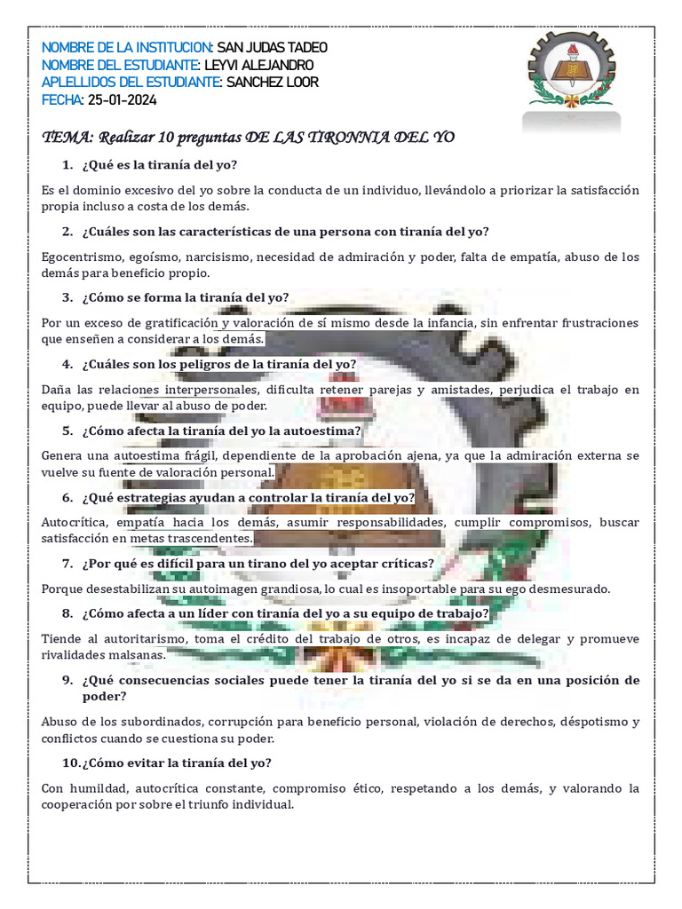 Tarea de Filosofia Alejandro Sanches Loor 2do de Bachiller | PDF ...