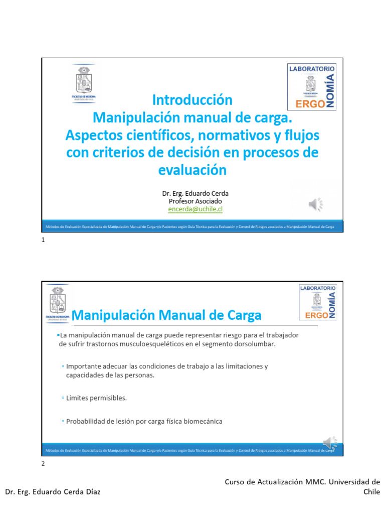 Introducción Manipulación Manual de Carga. Aspectos Científicos, Normativos y Flujos Con ...