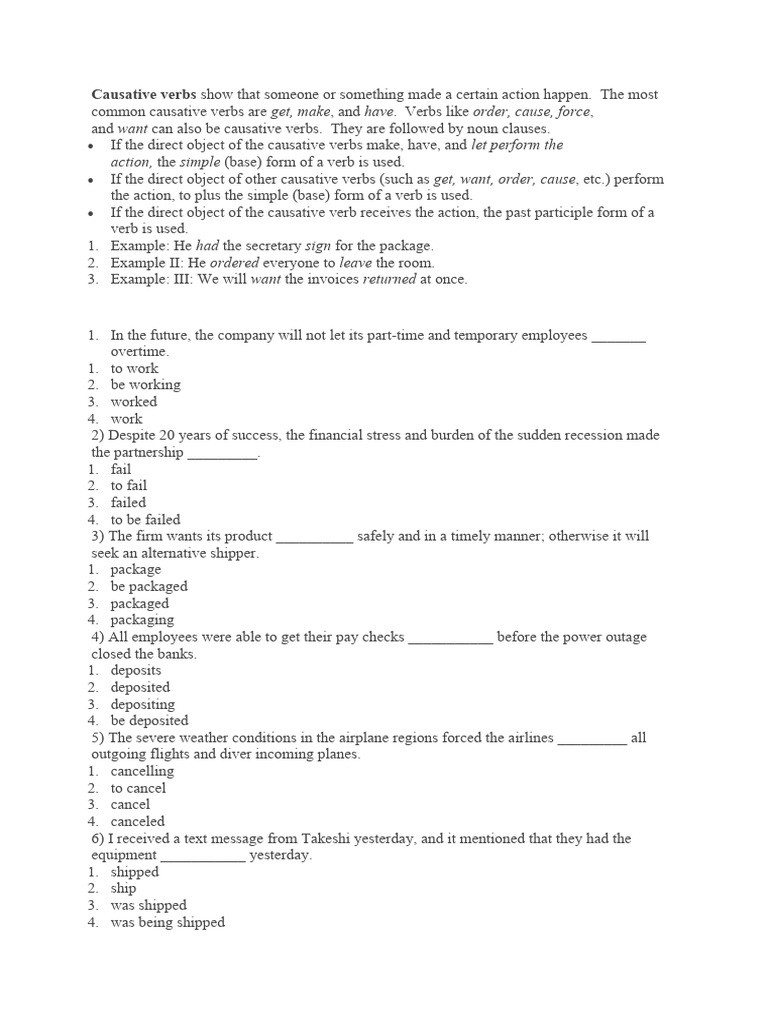 Causative Verbs: A Grammar Guide | PDF | Business