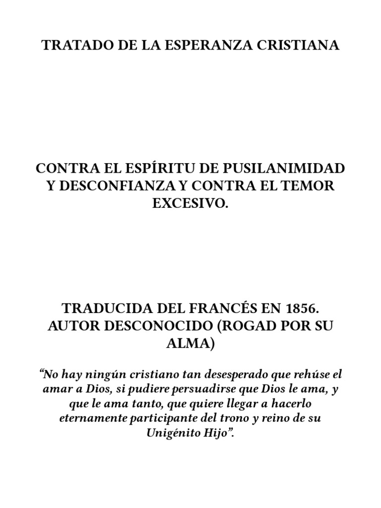 Tratado de La Esperanza Cristiana - Autor Desconocido | PDF | Fe | Amor
