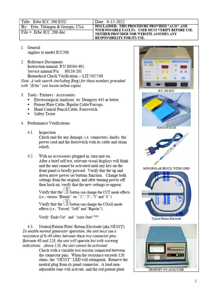 Erbe ICC 200 - Service Guideline | PDF | Electrical Connector ...