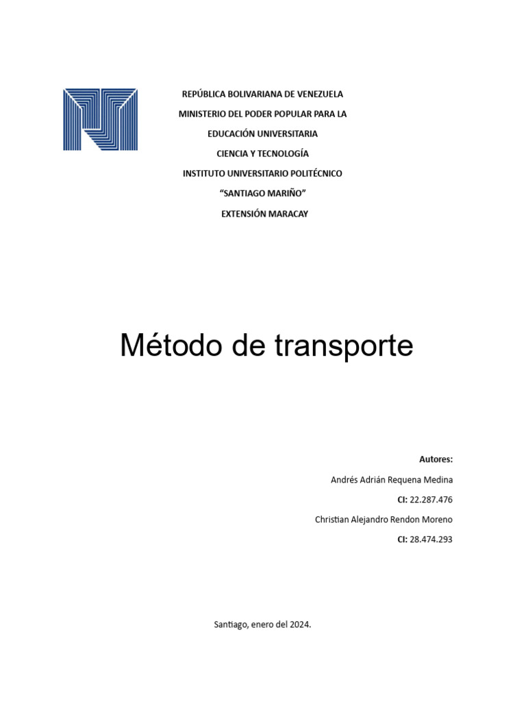 Metodo de Transporte 20 | PDF