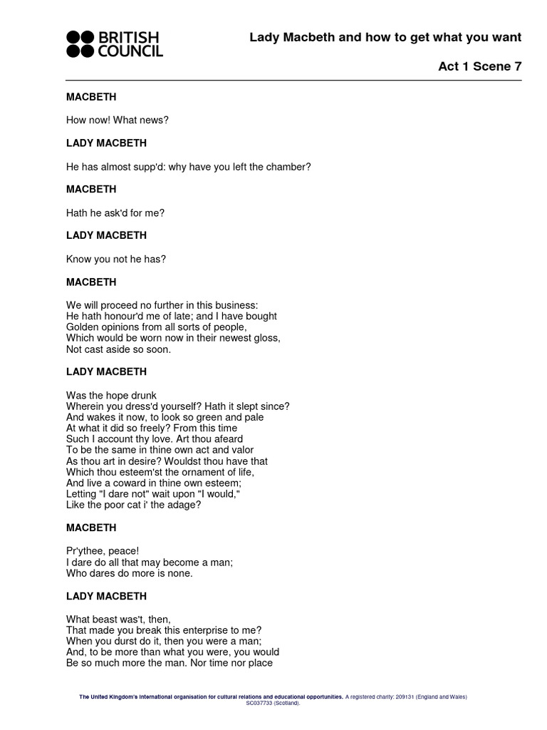 Macbeth Act 1 Scene 7 Excerpt | PDF | Macbeth