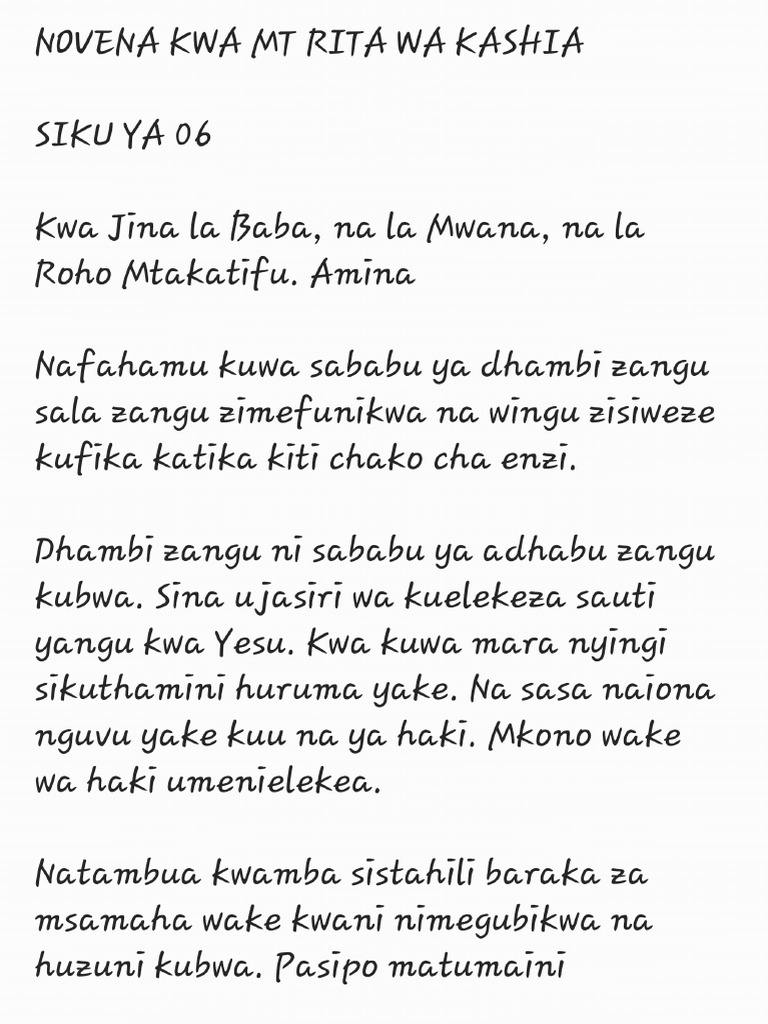 Novena Kwa MT Rita 06 - 231202 - 122418 | PDF