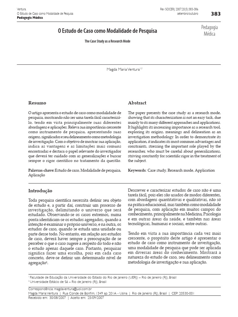 Exemplo de Estudo de Caso | PDF | Dados | Estudo de caso Exemplo de Estudo de Caso | PDF | Dados | Estudo de caso