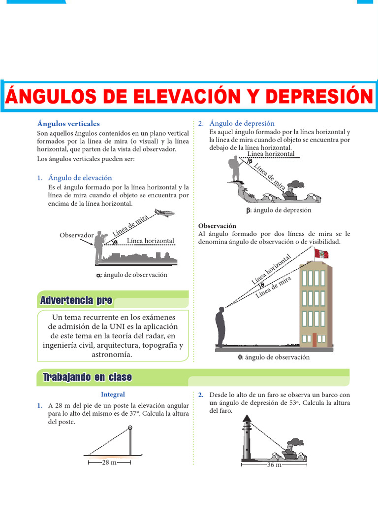 Ángulos-de-Elevación-y-Depresión | PDF | Ciencias fisicas