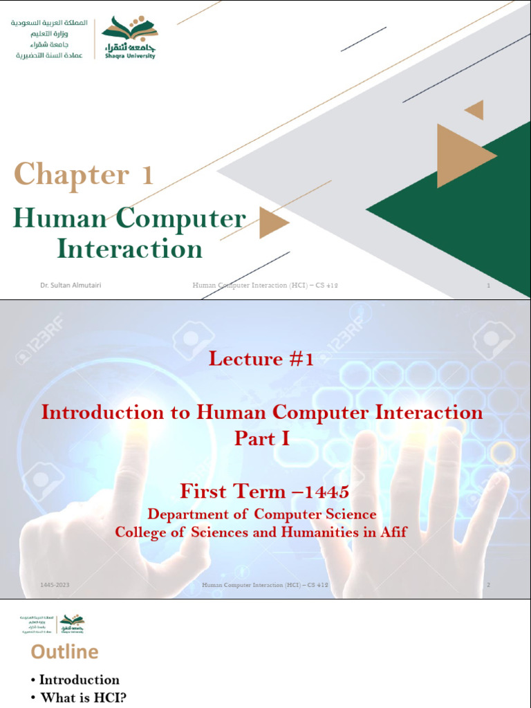 CS 412 Lec1 Part1 Introduction To Human Computer Interaction | PDF ...
