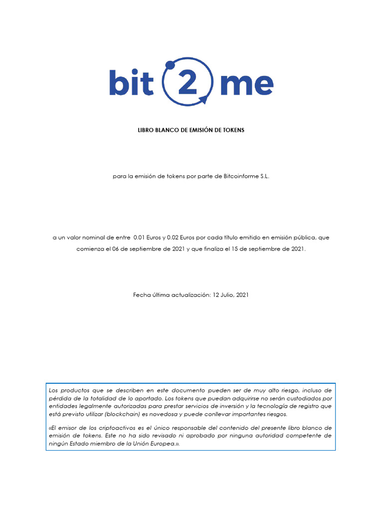 Bit2me Token B2M Whitepaper v0.1 | PDF | Criptomoneda | Economias