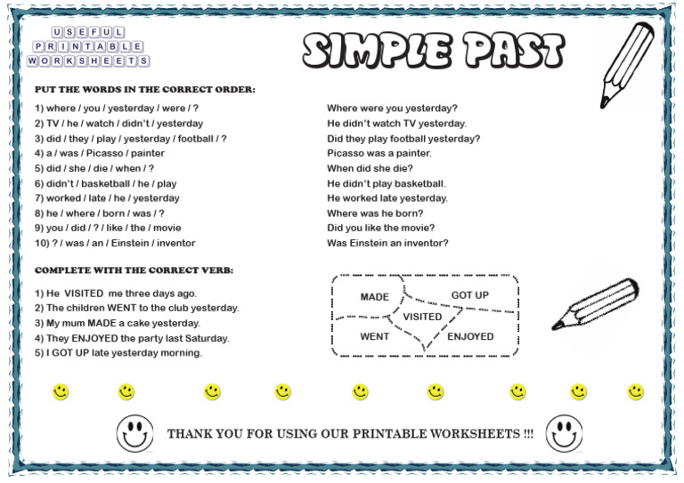041 Simple Past Exercises 2 - Key Answers | PDF | Art