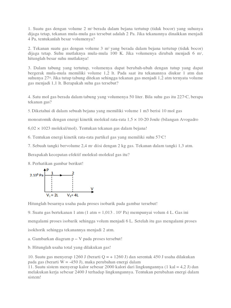 Soal Teori Kinetik Gas Dan Termo | PDF