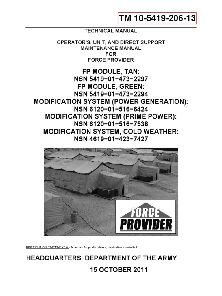 TM 10-5419-206-13 Force Provider | PDF | Combustion | Electric Shock