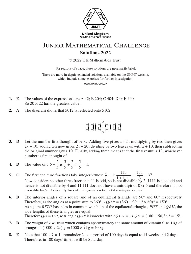 JMC 2022 Solutions | PDF | Triangle | Mathematics