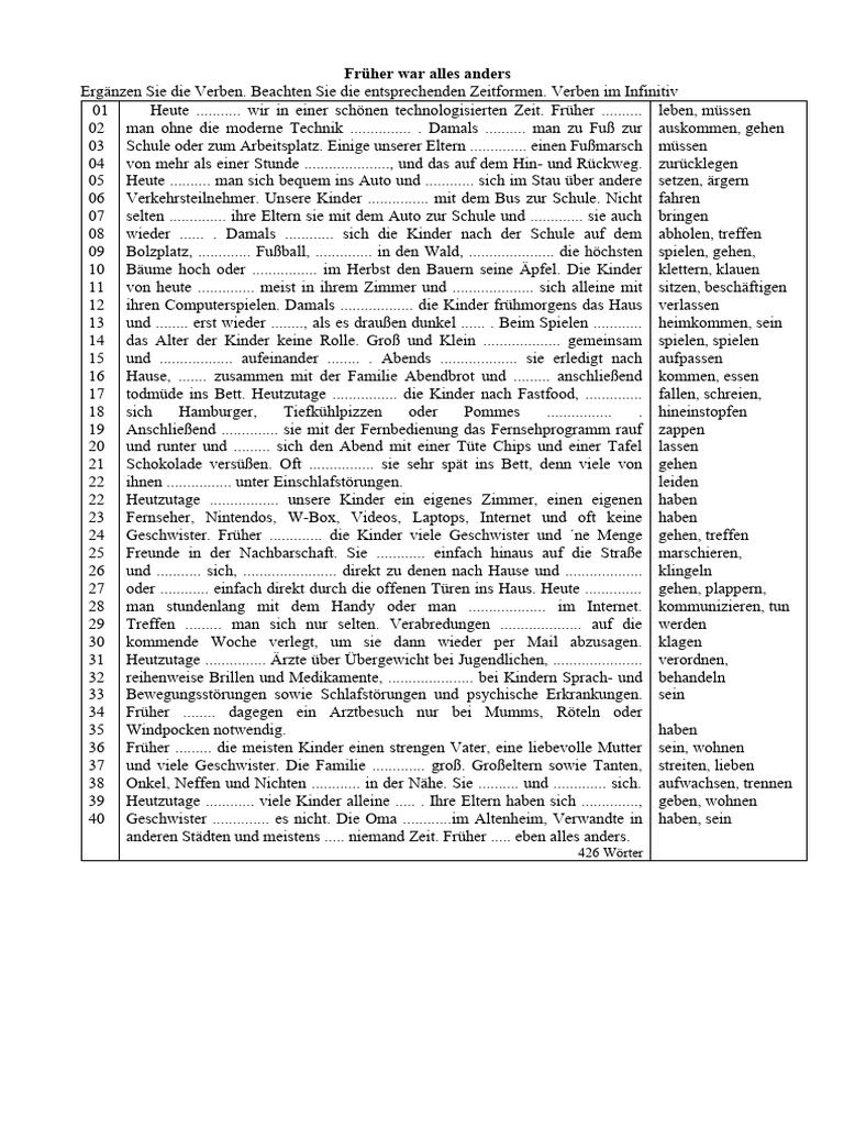 Präteritum Übungen | PDF
