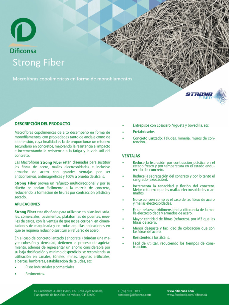 Ficha Tecnica Strong Fiber | PDF