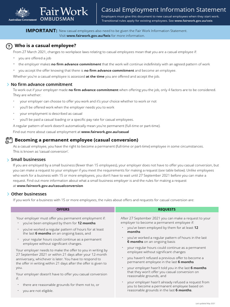 Casual Employment Information Statement | PDF