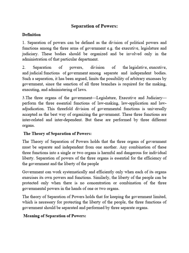 Separation of Powers | PDF | Separation Of Powers | Constitution