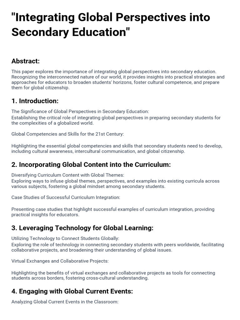 Integrating Global Perspectives Into Secondary Education | PDF | Cross ...