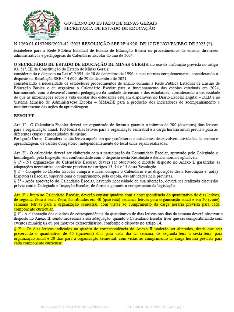 Resolução Seemg 2024 | PDF