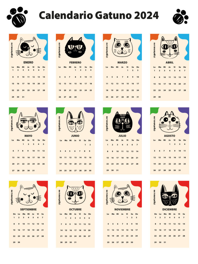 Calendario Gatuno 2024 | PDF