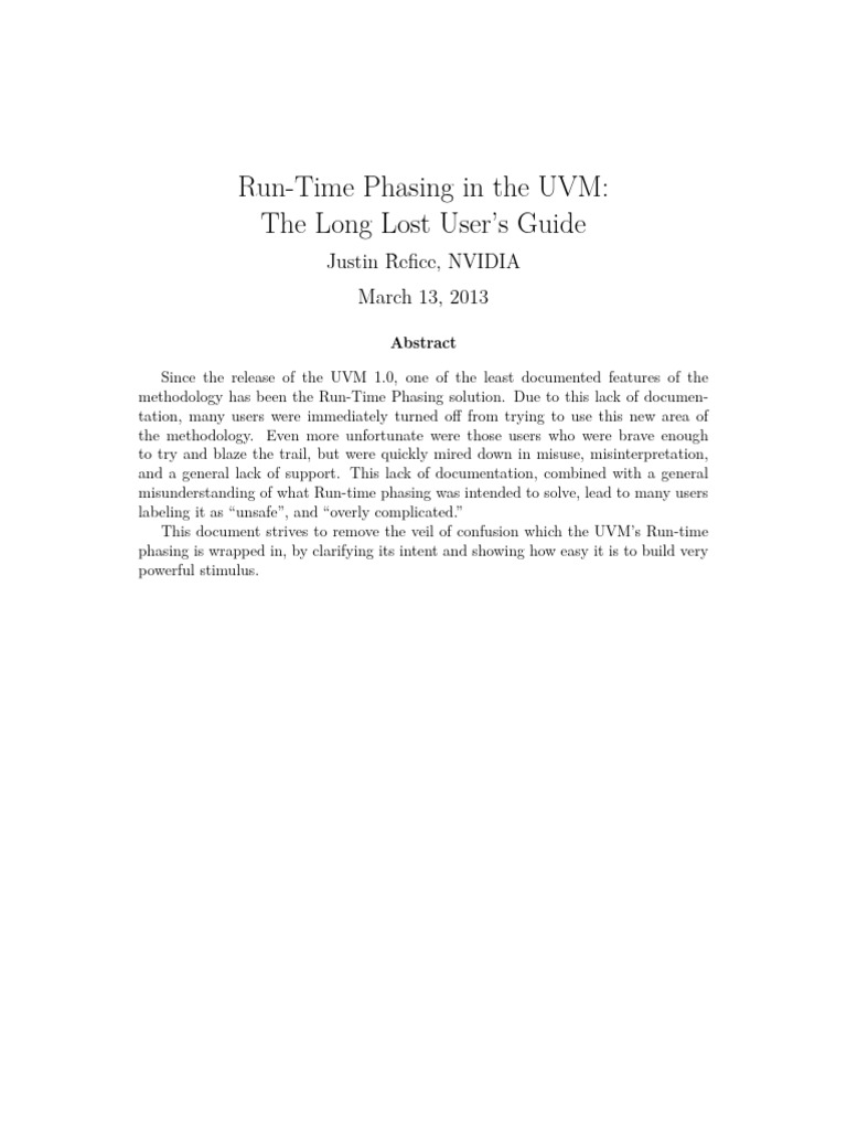 UVM Run-Time Phasing Guide | PDF | Class (Computer Programming) | License