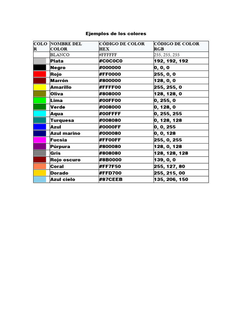 Ejemplos de Los Colores PAGINAS HTML | Download Free PDF | Magenta ...