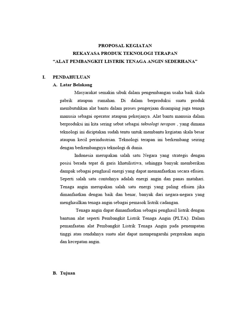 (Contoh) Proposal PKWU Teknologi Terapan 2 | PDF