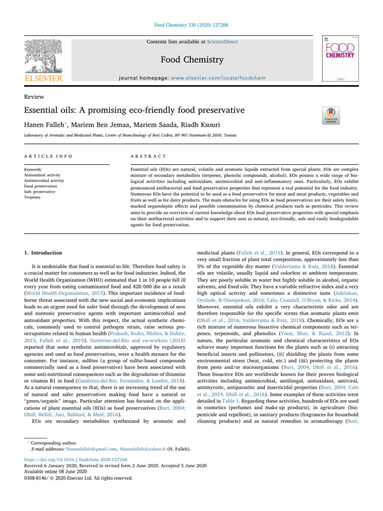 Essential Oils as Eco-Friendly Preservatives | PDF | Cell Membrane ...