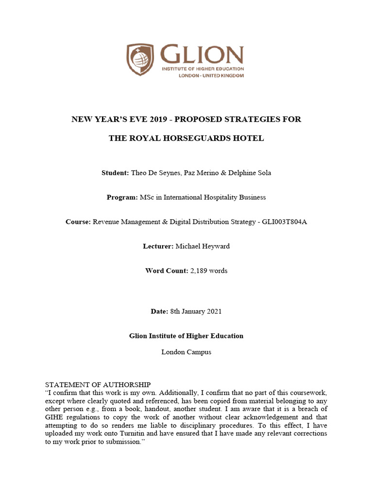 RM Report Final | PDF | Pricing | Booking.Com