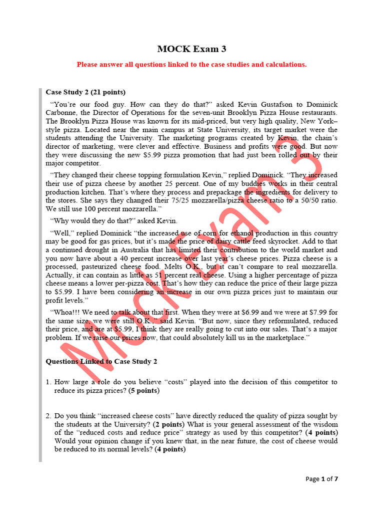 MSC 1 - MOCK Exam 3 - Answer Key | PDF MSC 1 - MOCK Exam 3 - Answer Key | PDF