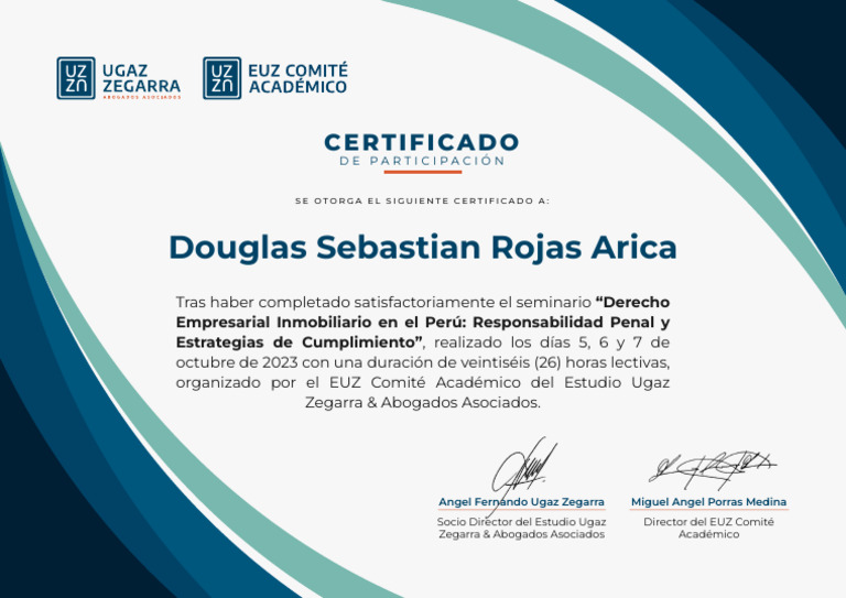 Douglas Sebastian Rojas Arica Certificado | PDF