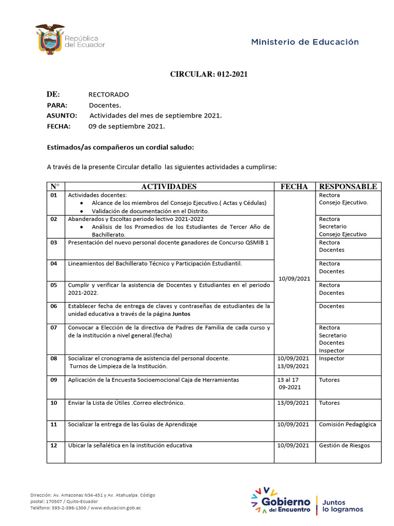 Circular 09 de Sep 2021 | PDF