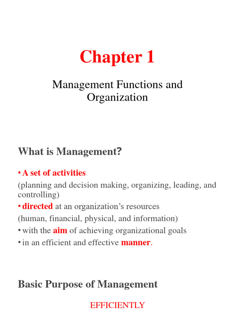 Chapter 1 (Management Functions and Organization) | PDF | Theory ...