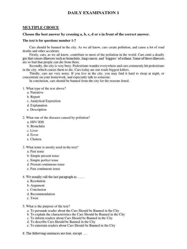 Daily Examination 1 | PDF | Tobacco Smoking | Addiction