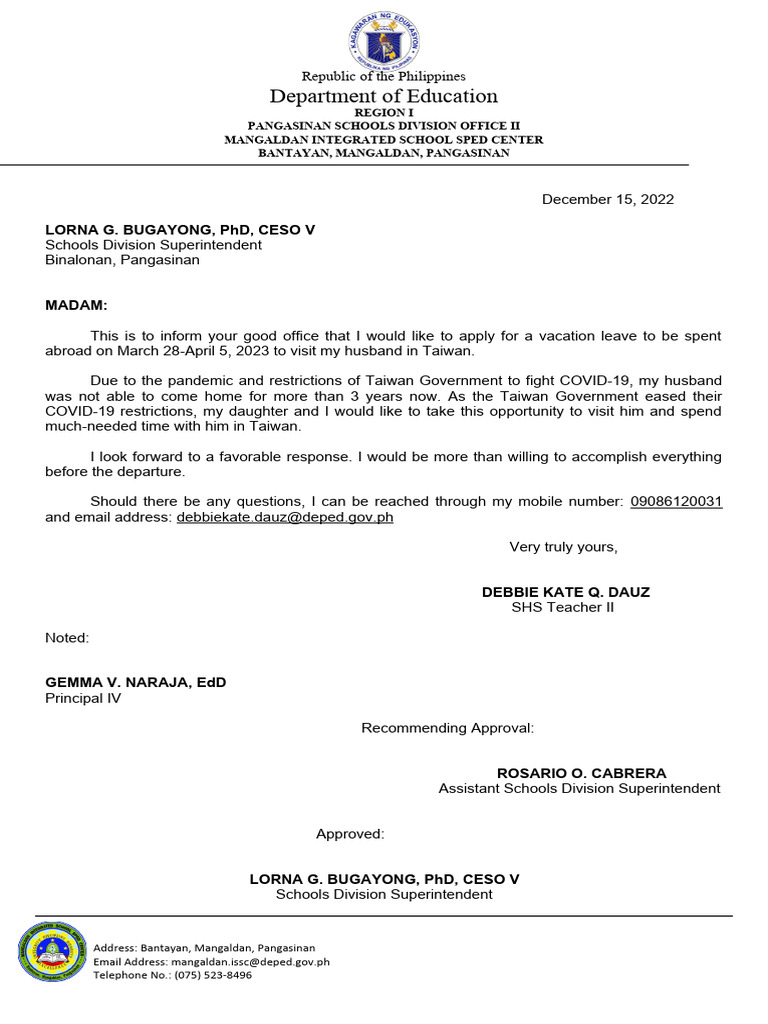 Leave Application for Travel Abroad | PDF