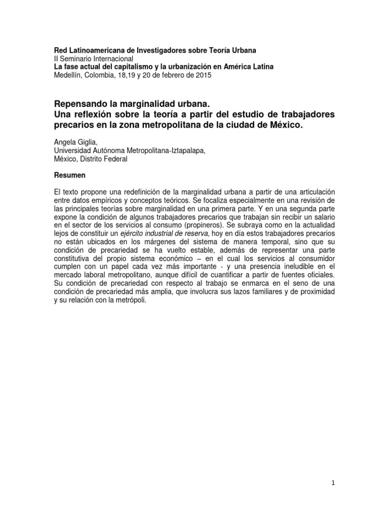Marginalidad Urbana y Precariedad en CDMX | PDF | Exclusión social ...