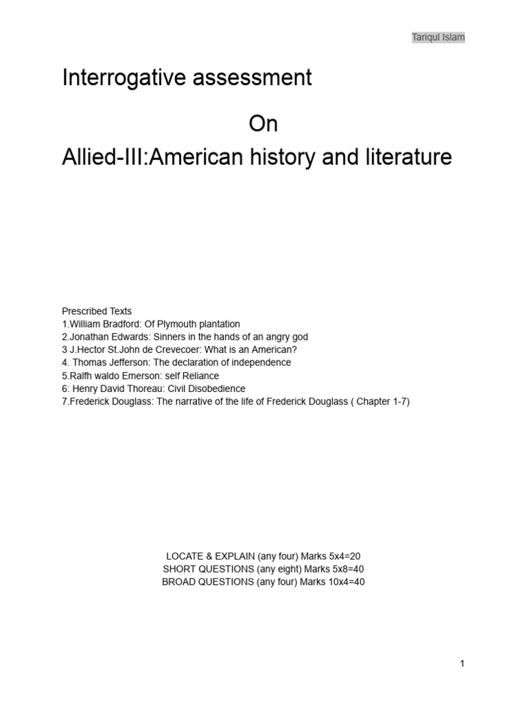Allied-III - American History and Literature | PDF | Civil Disobedience ...