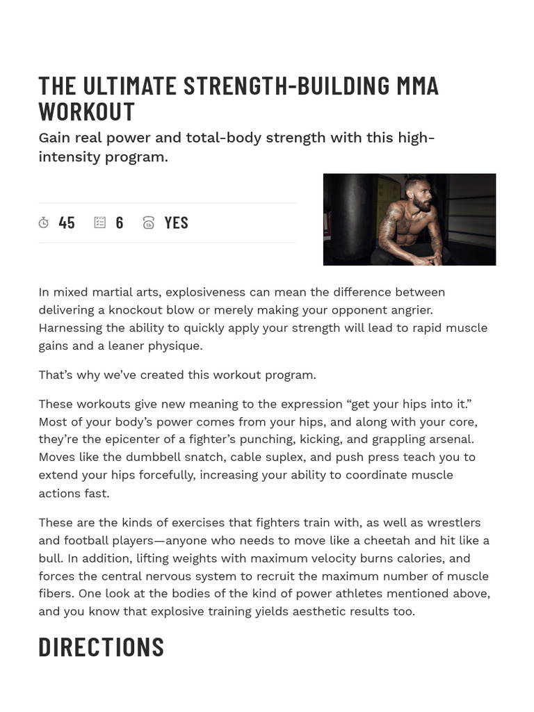 The Ultimate Strength-Building MMA Workout - Muscle & Fitness | PDF