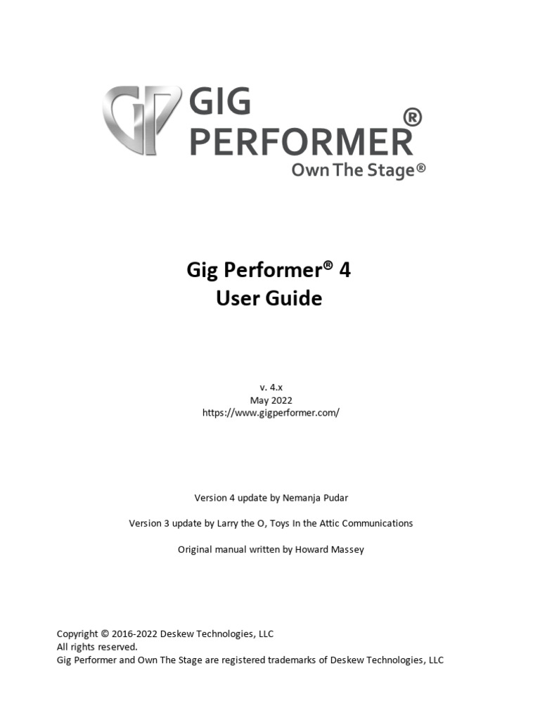 Gig Performer 4 User Guide Pdf