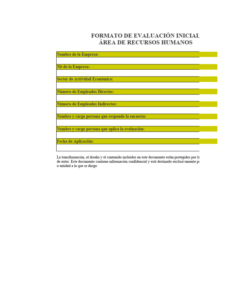 Formato Evaluación Inicial HR | PDF | Business | Gestión de recursos humanos