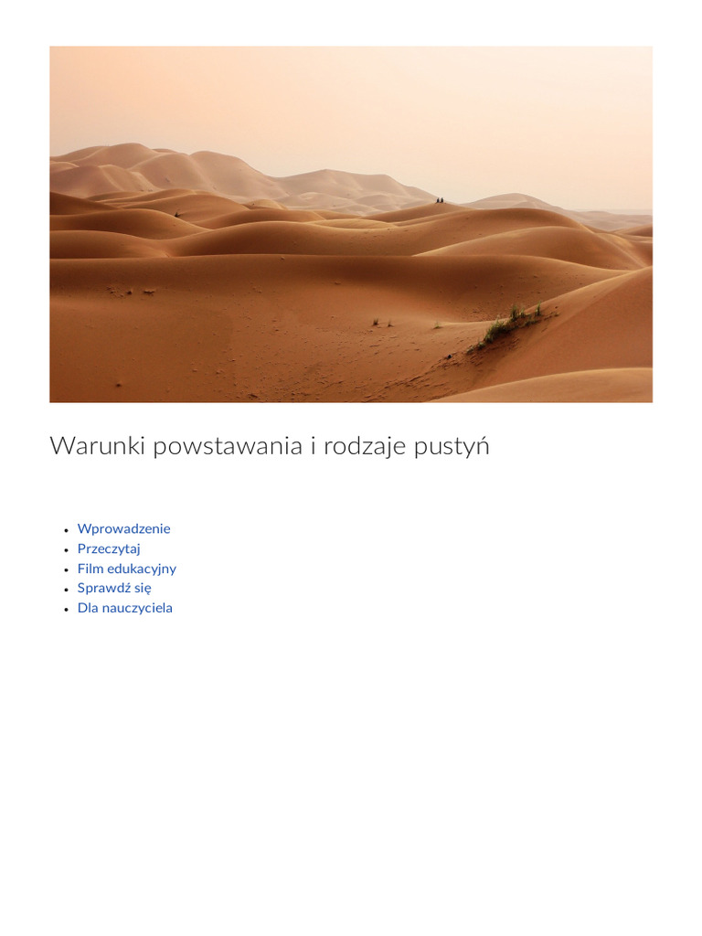 Warunki Powstawania I Rodzaje Pustyn | PDF